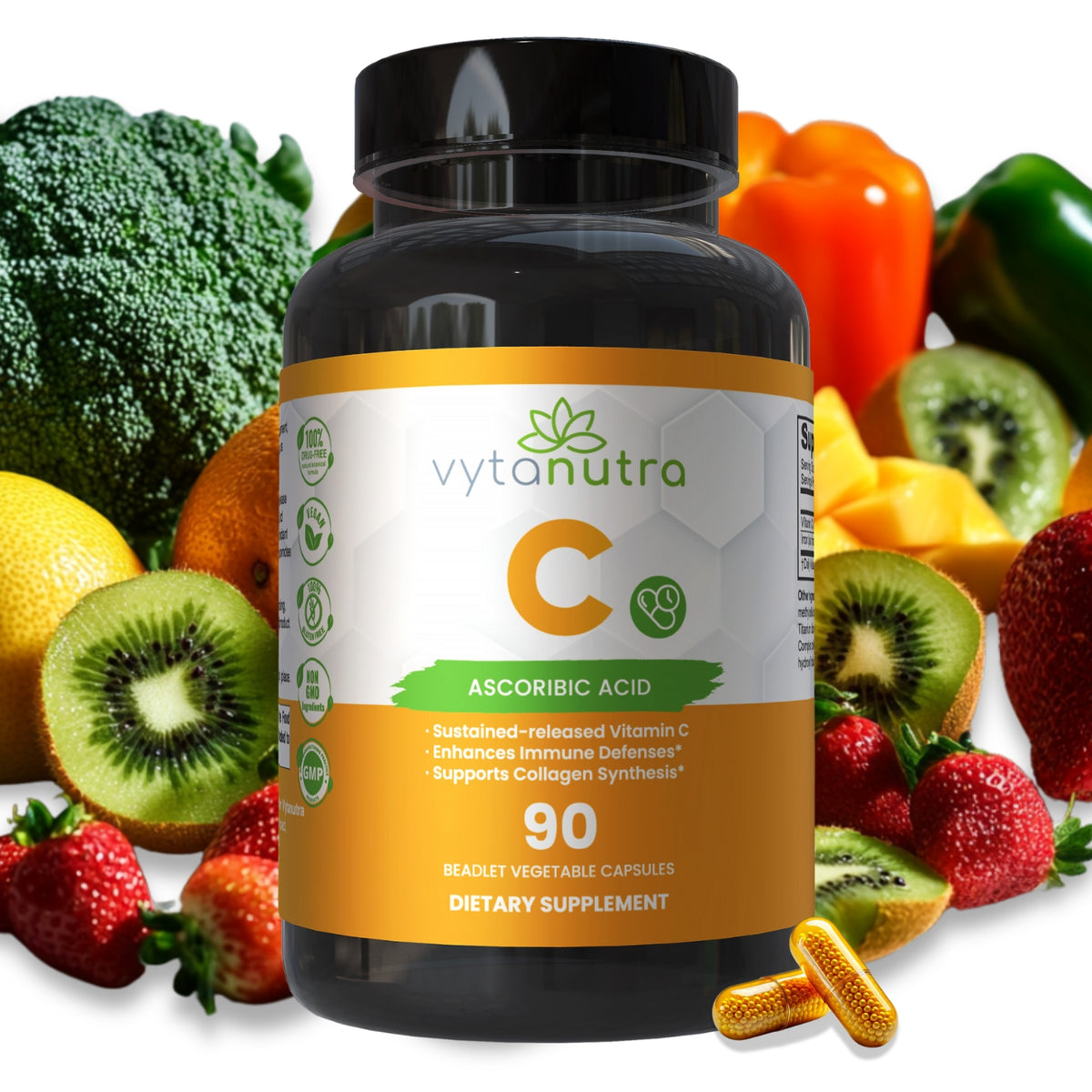 Vytanutra L-Ascobic Acid Vitamin C - Sustained Release Beadlet Capsule ...